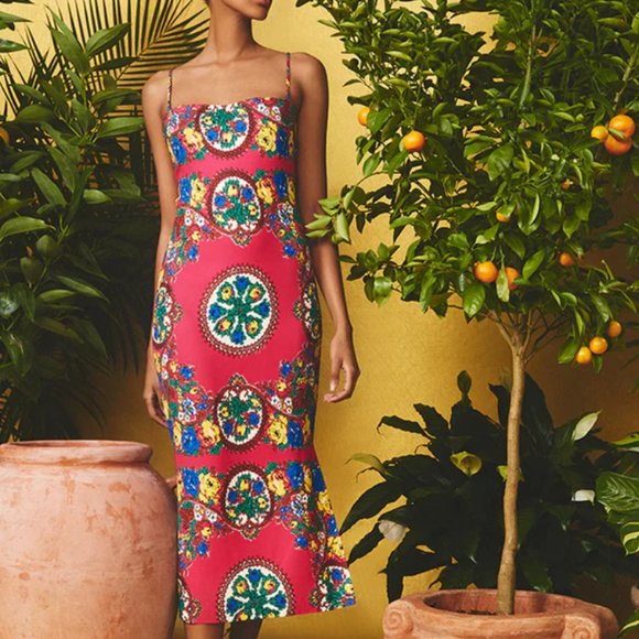 Cara Cara | Sweaters | Cara Cara Dria Dress Fuchsia Floral Topiary ...